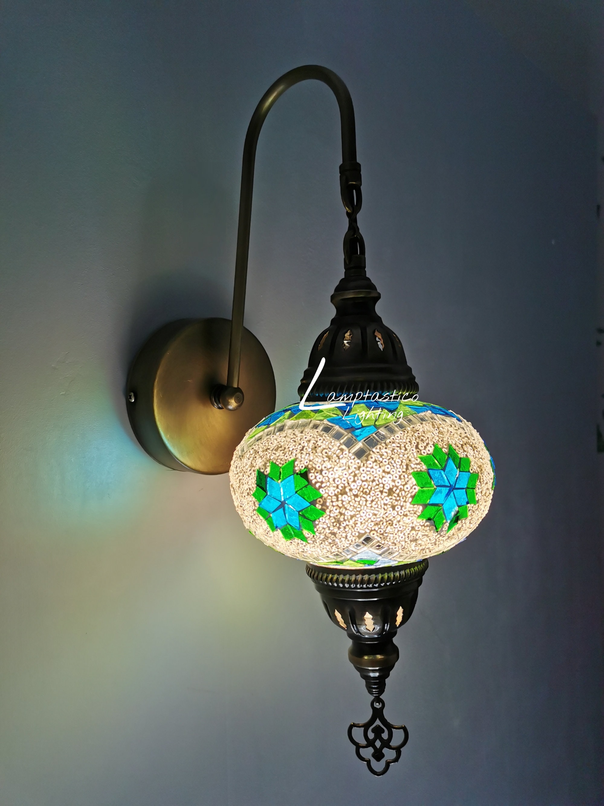 Stunning Blue Mosaic Glass Wall Sconce Lamp Turkish Lamp - Etsy
