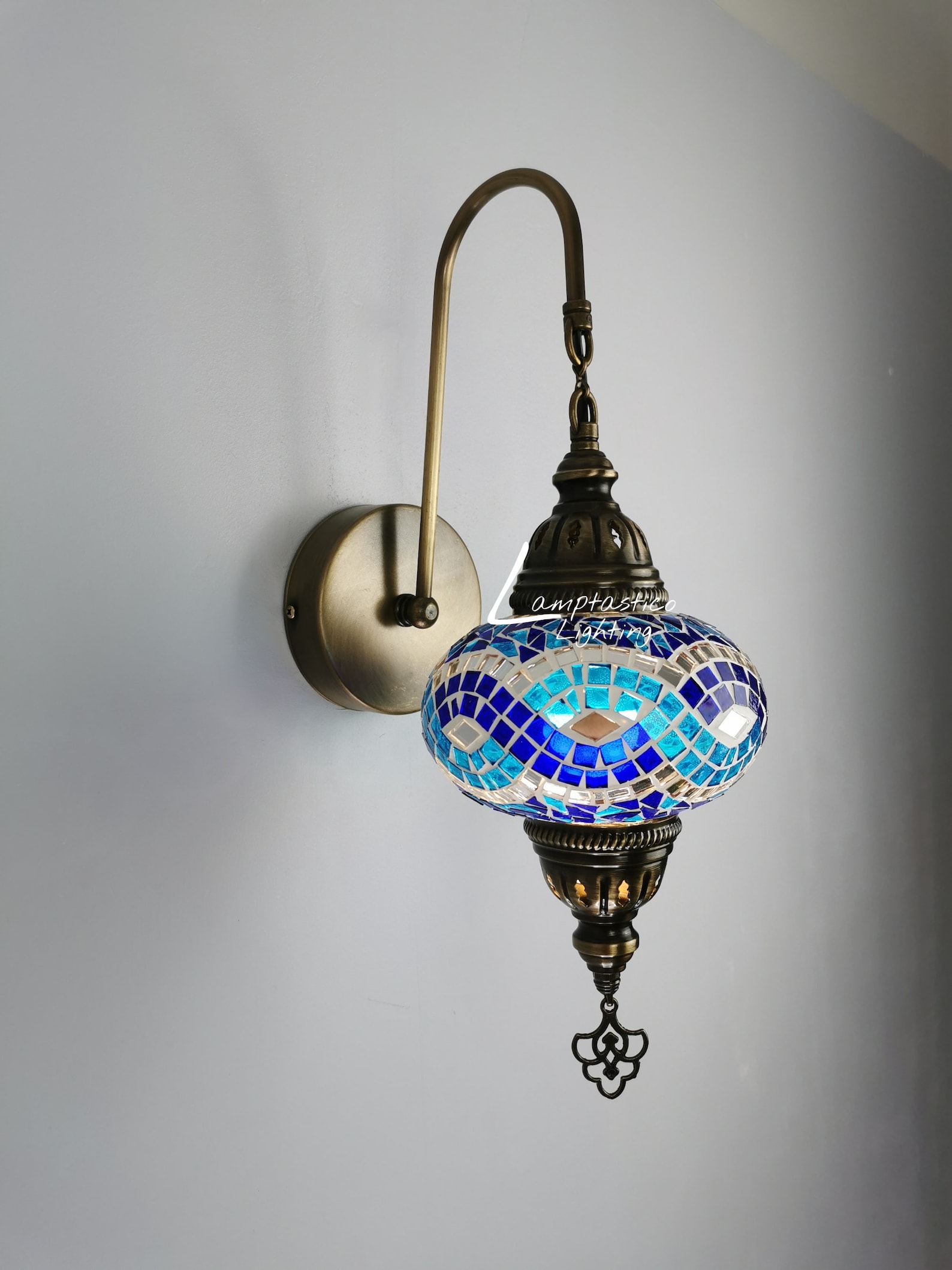 Stunning Blue Mosaic Glass Wall Sconce Lamp Turkish Lamp - Etsy