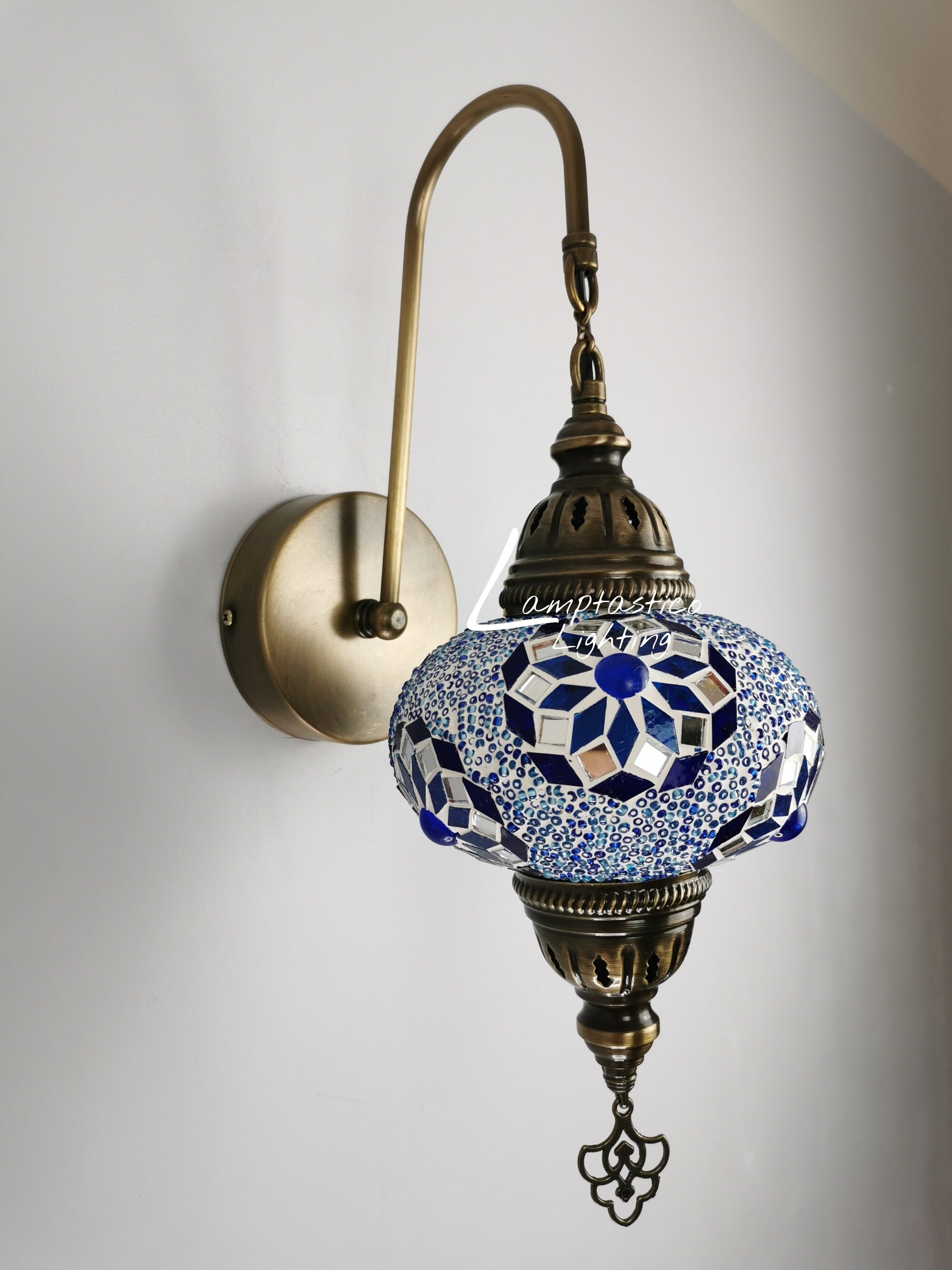 Stunning Blue Mosaic Glass Wall Sconce Lamp Turkish Lamp - Etsy