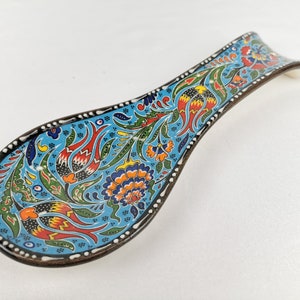 Turkish Handmade Ceramic Floral Colourful Spoon Rest, Spoon Holder, Tea ...