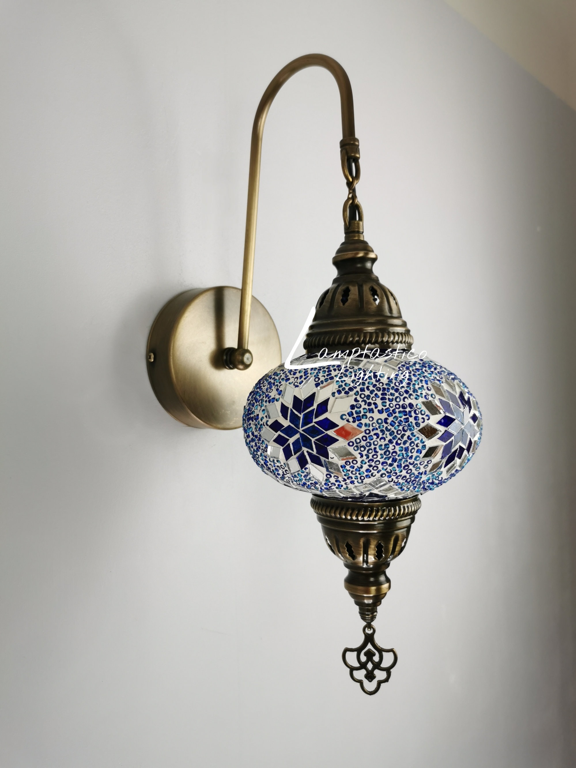 Stunning Blue Mosaic Glass Wall Sconce Lamp Turkish Lamp - Etsy