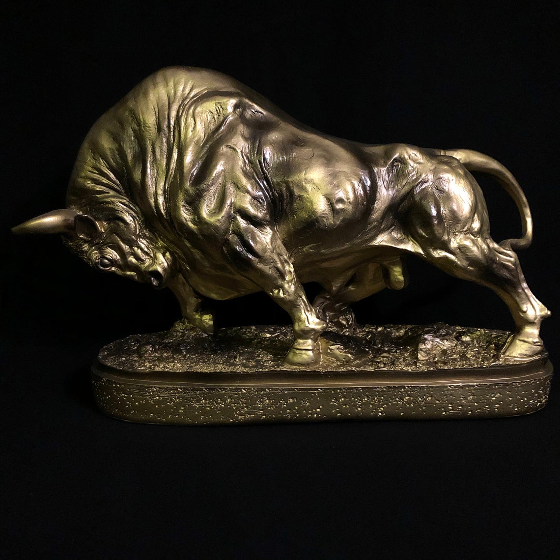 Bull Statue Bullish Market Gold Colored | Etsy