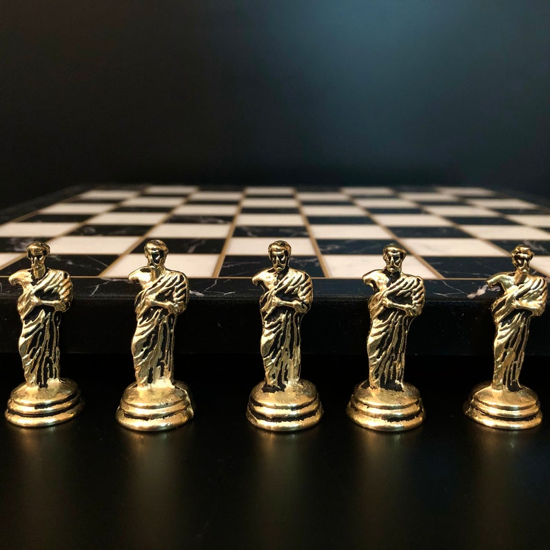 Mythologic Handcrafted Metal Casting Chess Set With Marble Looking ...