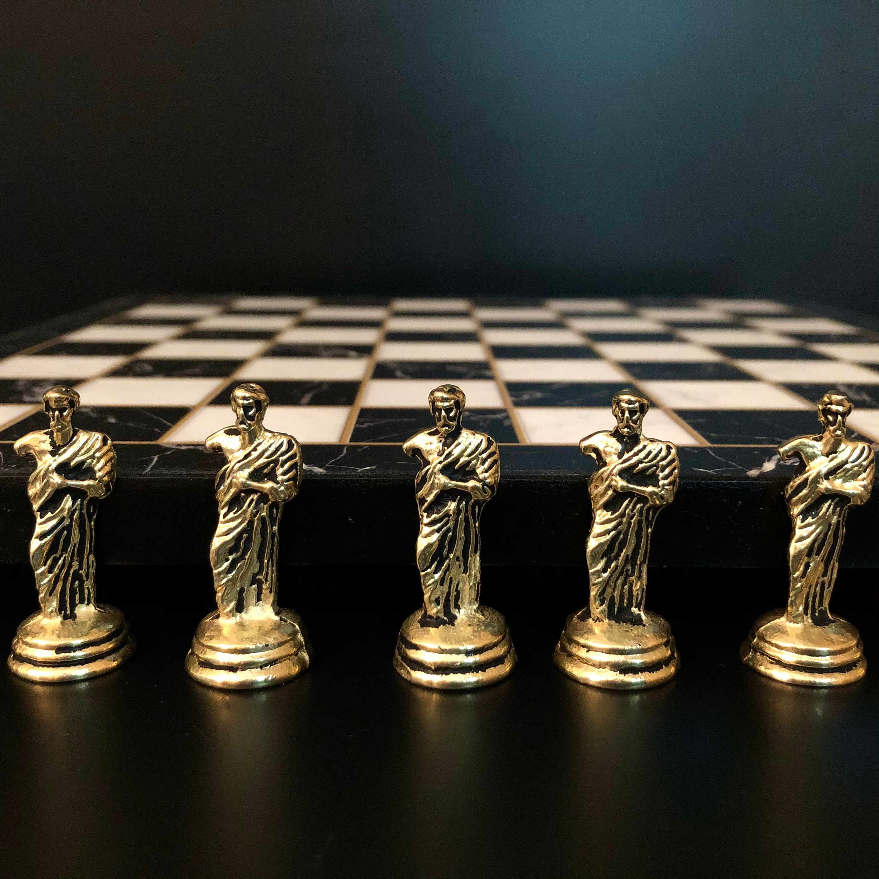 Mythologic Handcrafted Metal Casting Chess Set With Marble Looking ...