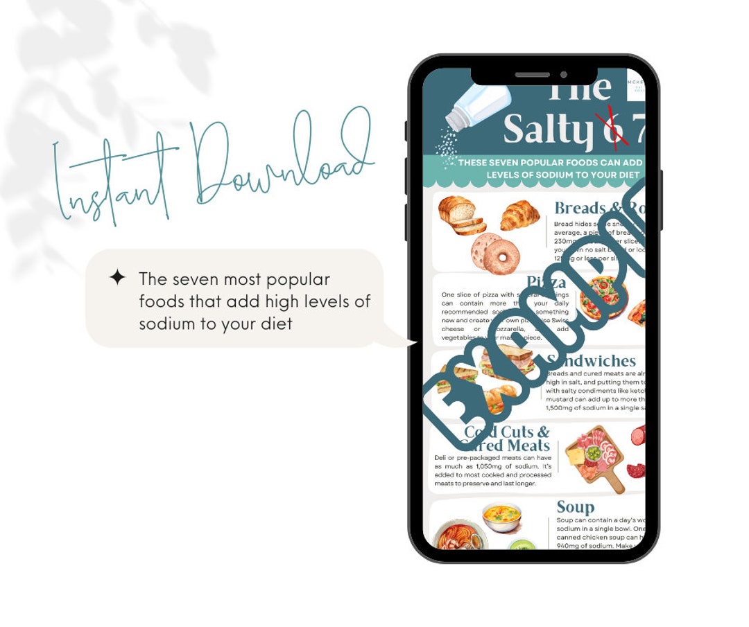 The Salty 7 - Quick Tips to Cut Down Sodium Intake - Etsy