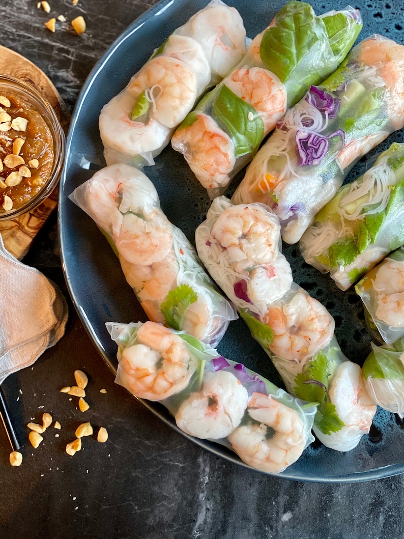 Low Salt Shrimp Spring Rolls With Peanut Dipping Sauce Recipe Digital ...