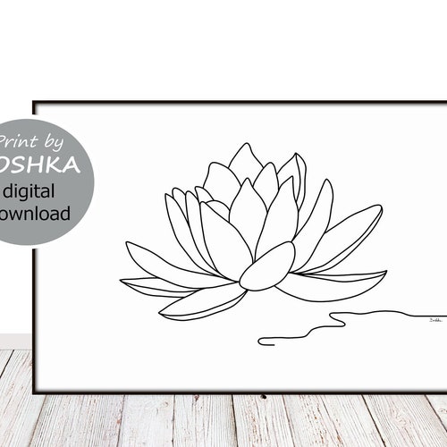 Lotus Flower One Line Drawing Art Print Minimalist Botanical - Etsy