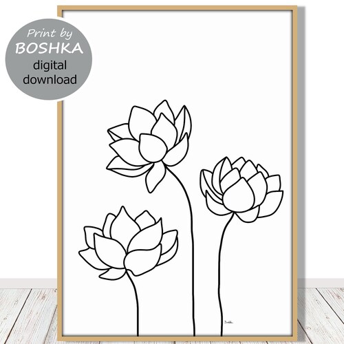 Lotus Flower One Line Drawing Art Print Minimalist Botanical - Etsy