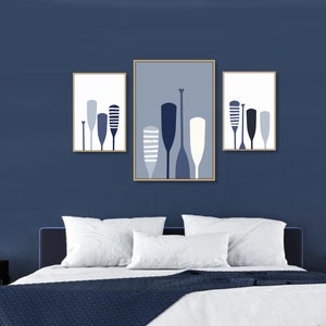 Oars Printable Set of 3 Print Lake House Art Coastal Wall Art Modern ...