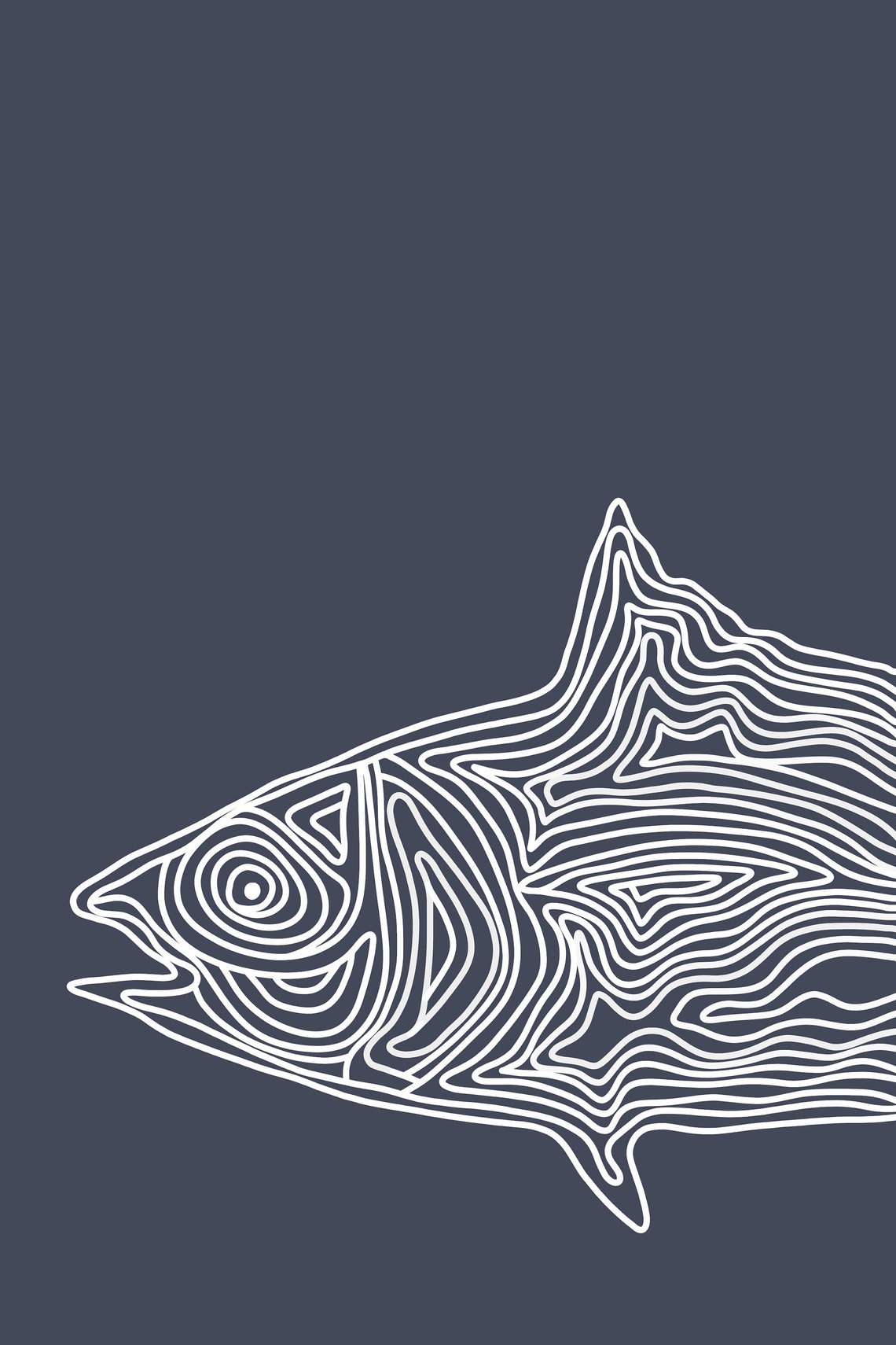 Tuna Fish Print Set of 2 Simple Line Art Tuna Fish Wall Art Printable ...