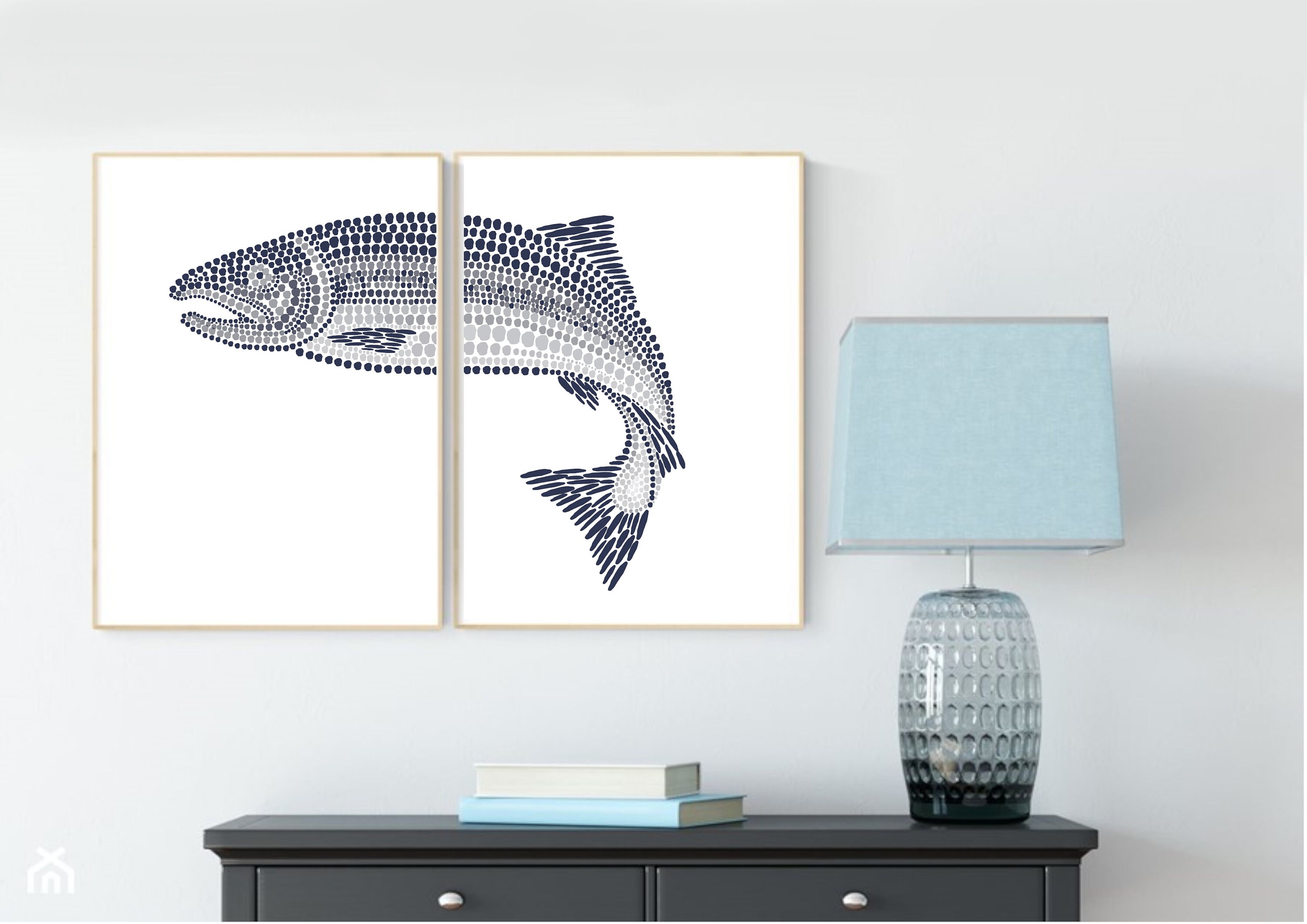 Salmon Fish Print Set of 2, Leaping Salmon Wall Art, Printable Fish Art ...