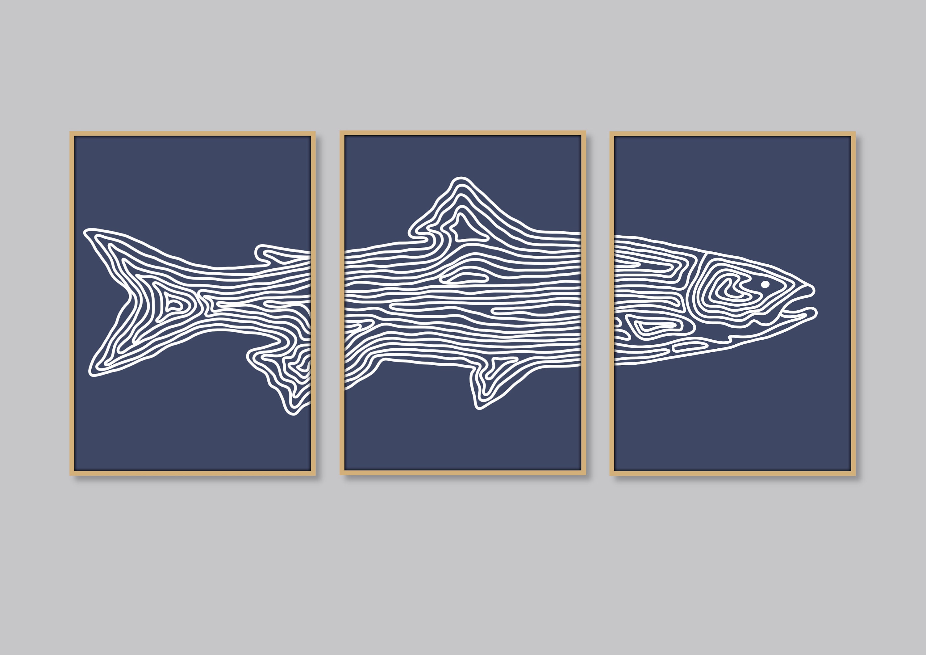 Trout Print Set of 3 Simple Line Drawing Wall Art Trout Fish - Etsy