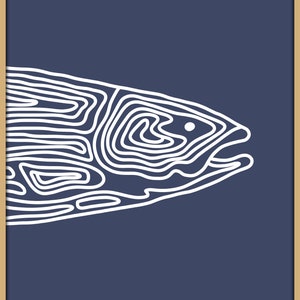 Trout Print Set of 3 Simple Line Drawing Wall Art Trout Fish Printable ...