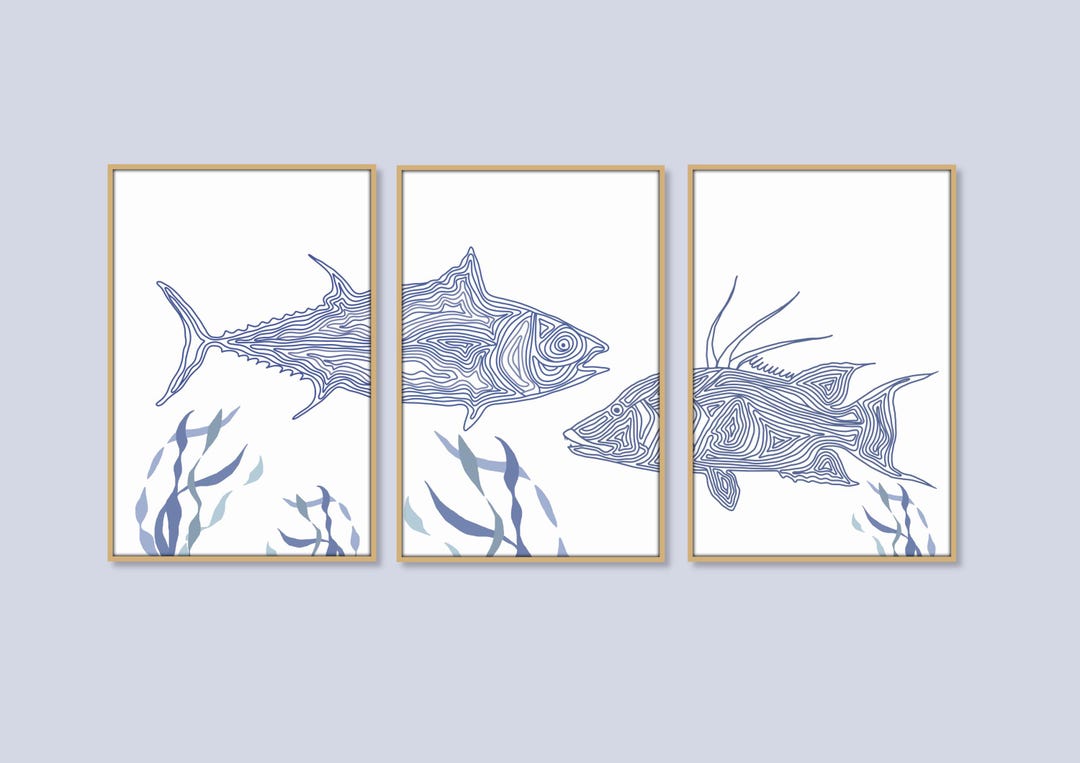 Hogfish Tuna Art Print DIGITAL DOWNLOAD Printable Fish Art Set of 3 ...