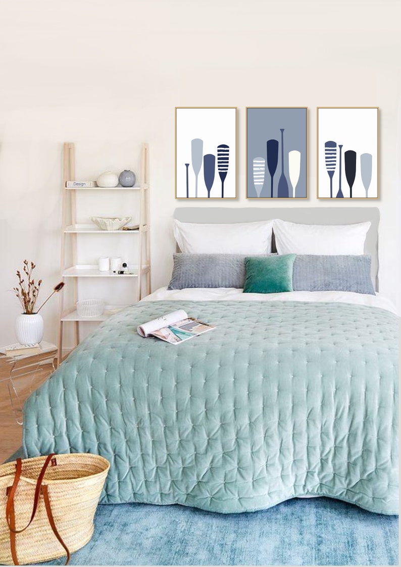 Oars Printable Set of 3 Print Lake House Art Coastal Wall Art Modern ...