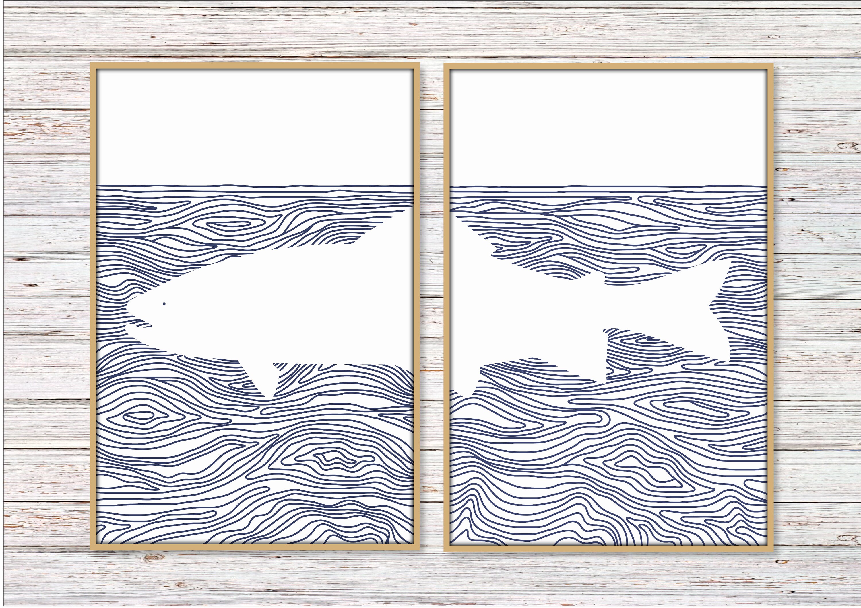 Trout Fish Print Set of 2 Simple Line Drawing Wall Art Fish - Etsy