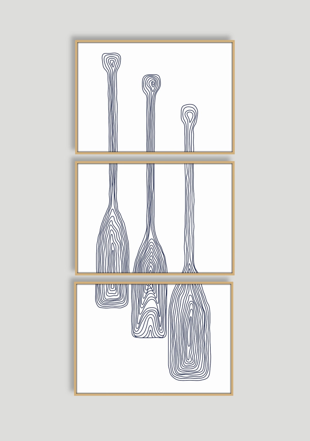 Oars Printable Art Set of 3 Simple Line Drawing Modern Lake House Decor ...