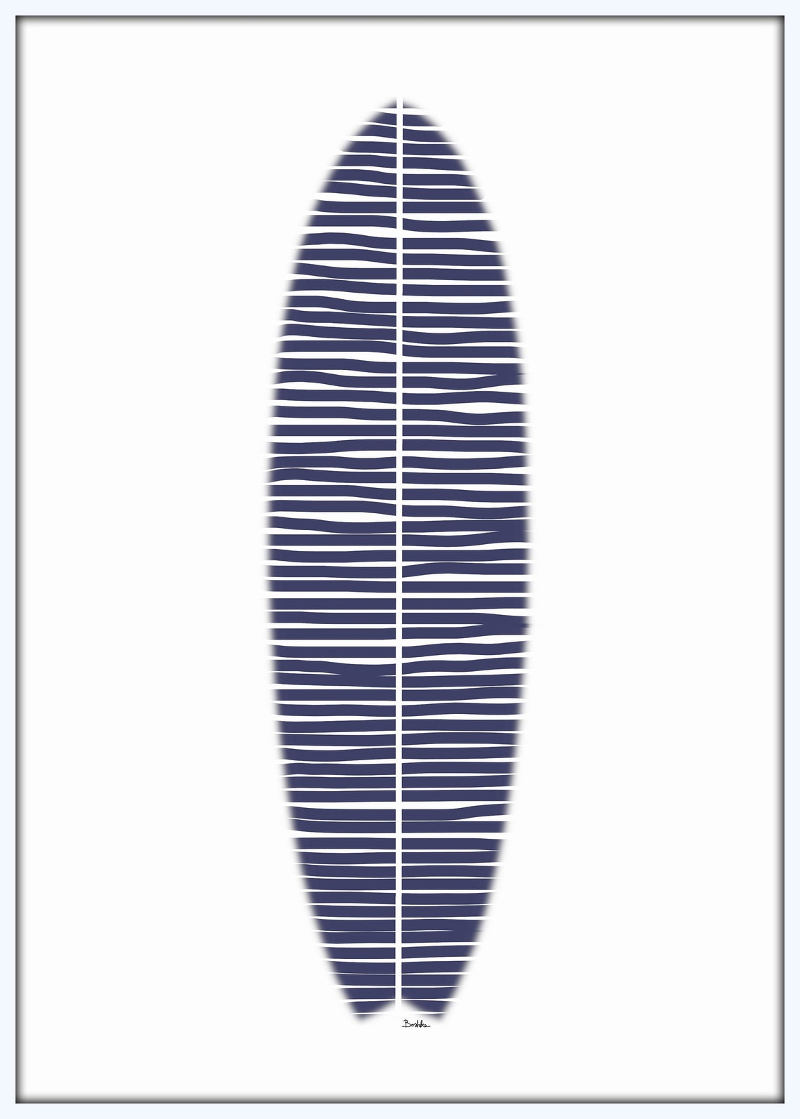 Surfboard Print Printable Surfposter Blue Surfboard Wall Art | Etsy