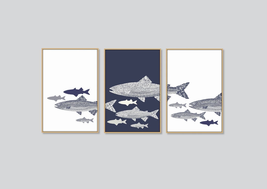 Fish Printable Set of 3 Trout Fish Wall Art Shoal of Fish - Etsy