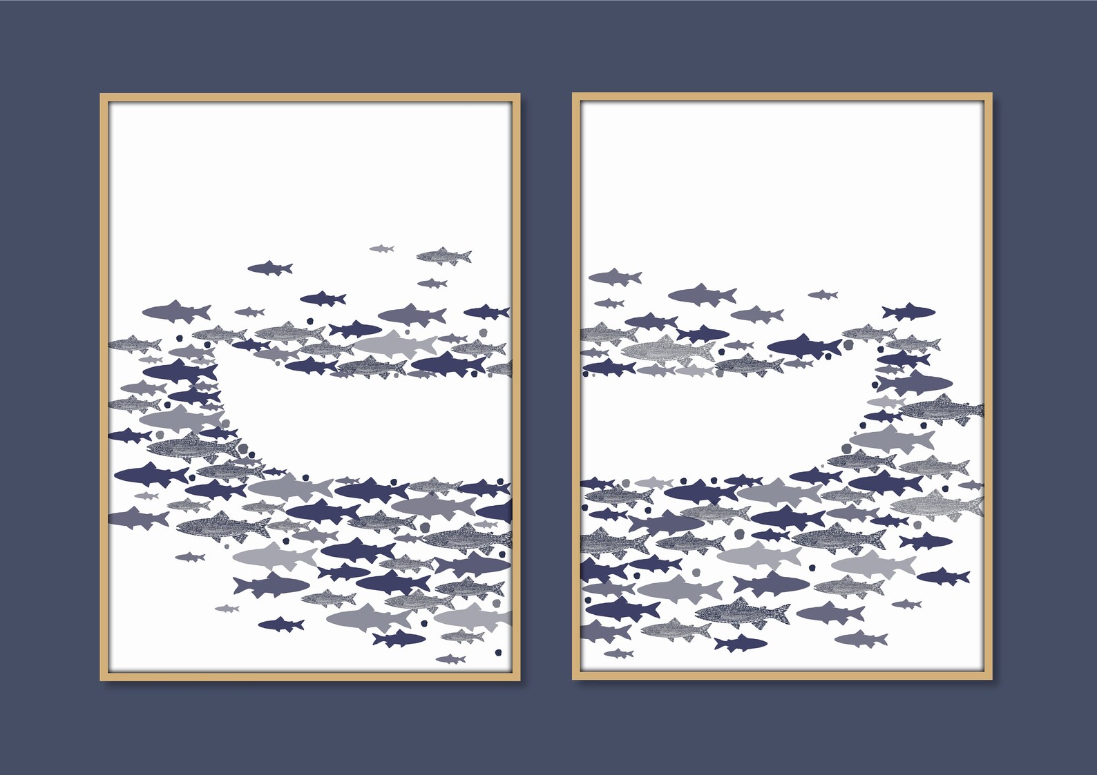 Canoe Print Set of 2 Kayak and Fish Poster Lake Cabin - Etsy