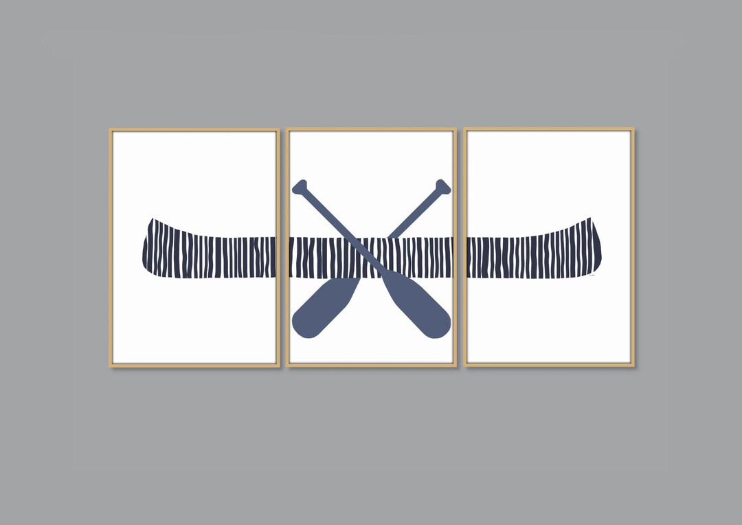 Canoe Kayak Print Download, Set of 3 Art Prints, Paddles and Canoe ...