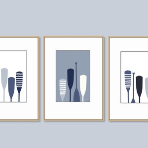 Oars Printable Set of 3 Print Lake House Art Coastal Wall Art Modern ...
