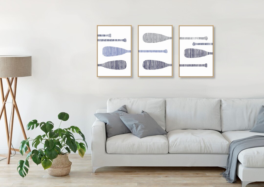 Oars Printable Set of 3 Oar Poster Lake House Wall Art Coastal Home Art ...