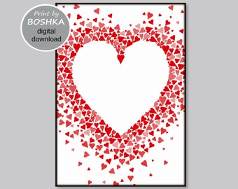 Red Heart Print | Etsy