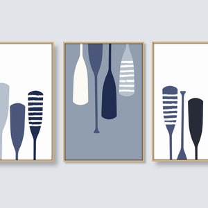 Oars Printable Set of 3 Print Lake House Art Coastal Wall Art Modern ...