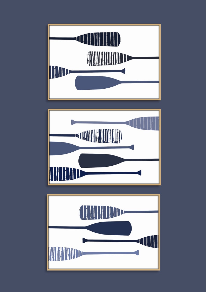 Oars Print Set of 3, DIGITAL DOWNLOAD Lake House Art, Coastal Wall Art ...