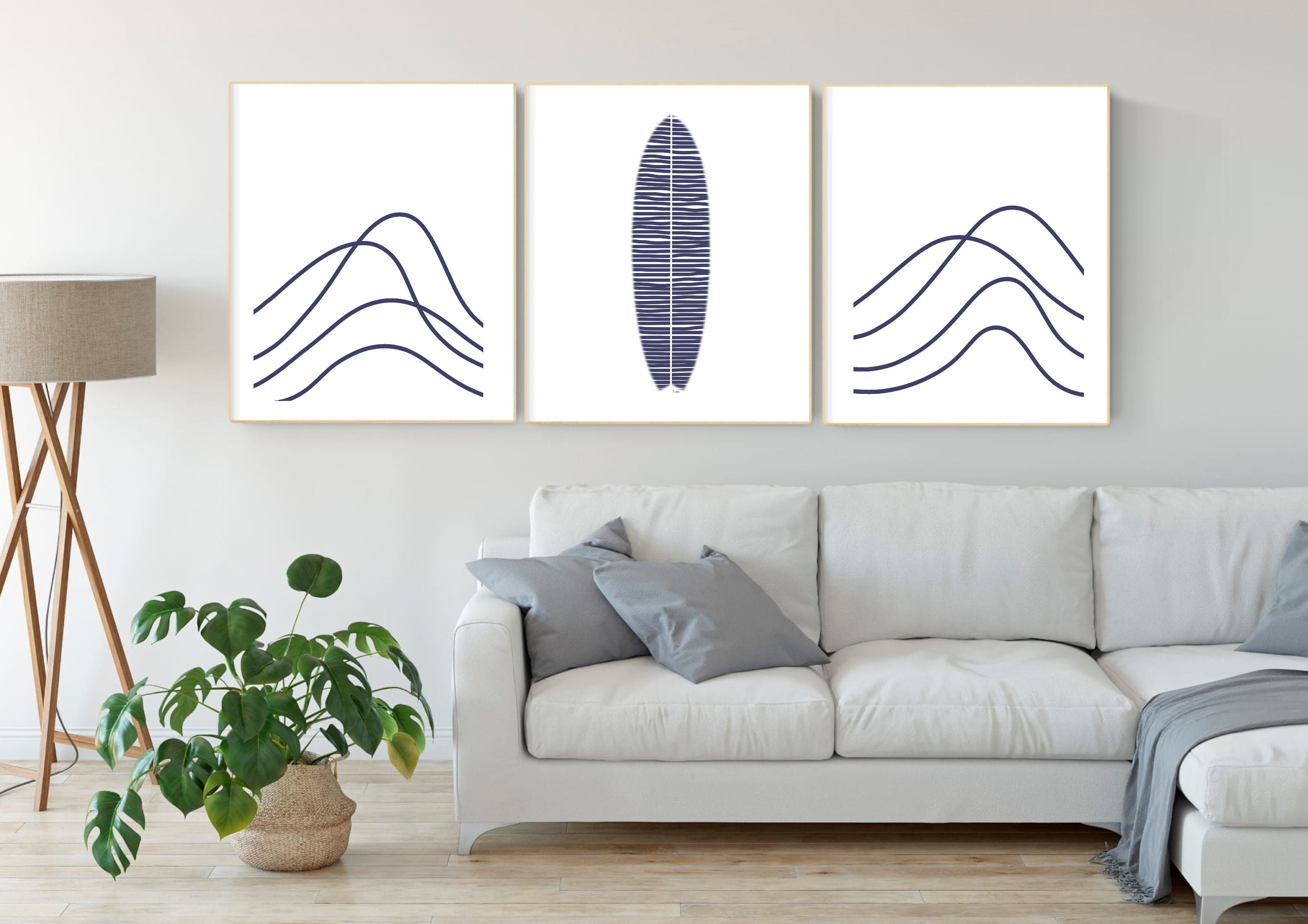 Surfboard Print Printable Surfposter Blue Surfboard Wall Art Beach ...