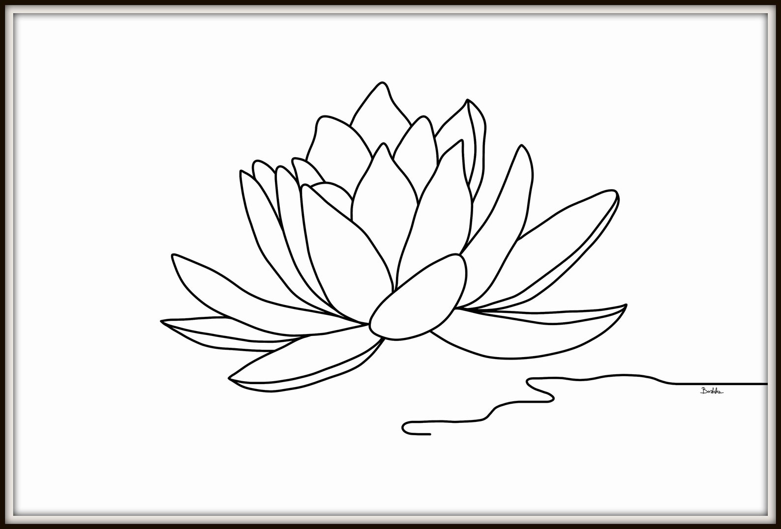 Lotus flower print Lotus Single Line Art Print Minimalist | Etsy