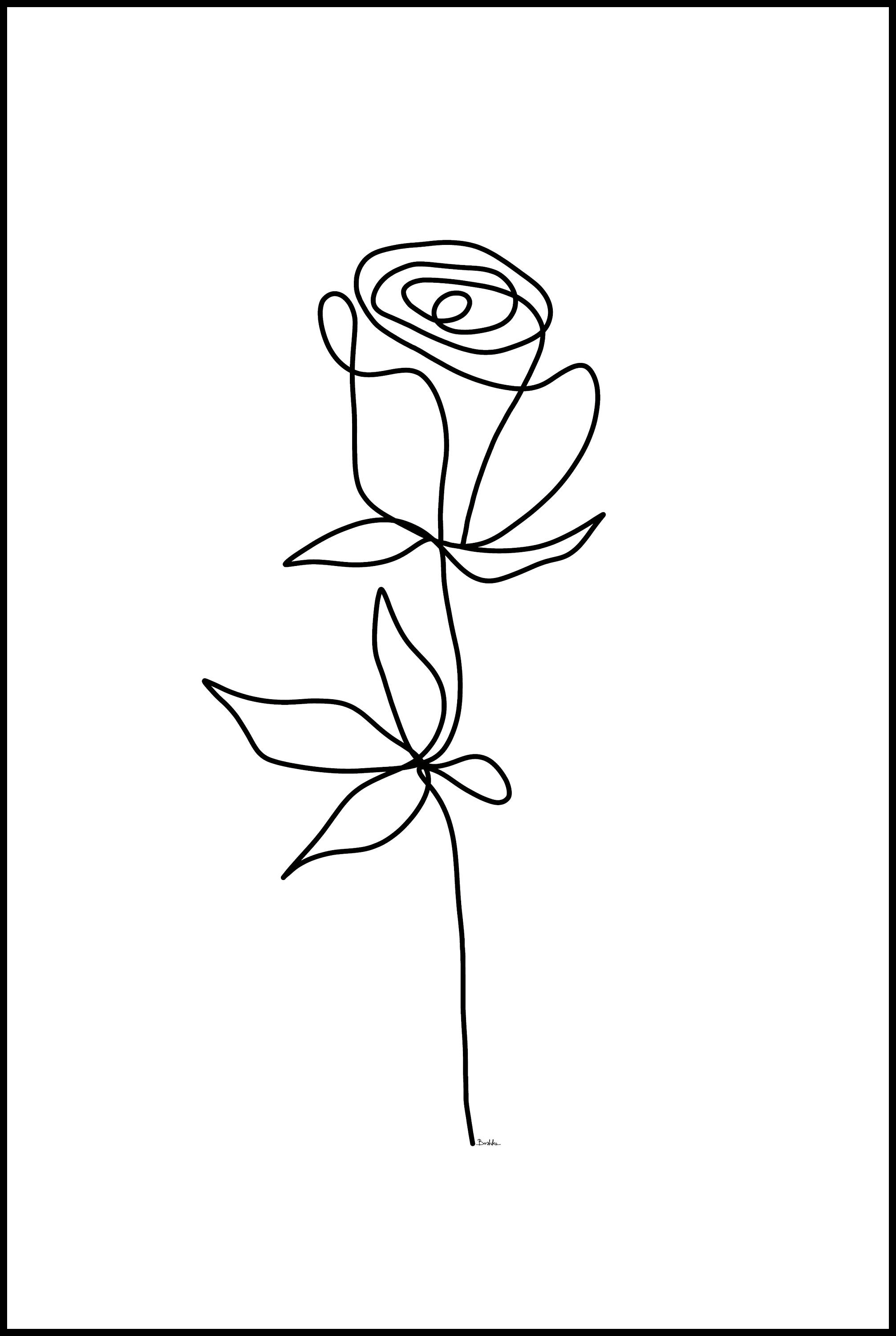 Rose Zeichnung eine Linie rose minimalistische Grafiken | Etsy Rose Zeichnung eine Linie rose minimalistische Grafiken | Etsy