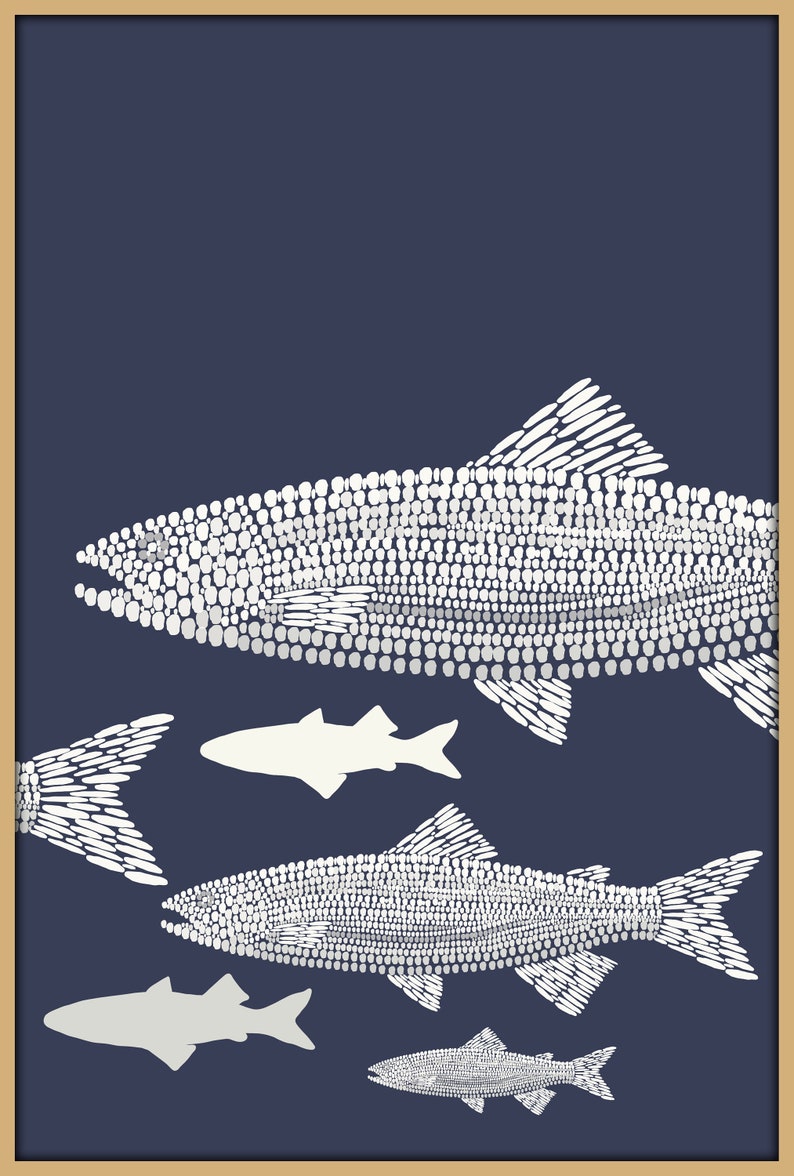 Fish Printable Set of 3 Trout Fish Wall Art Shoal of Fish - Etsy