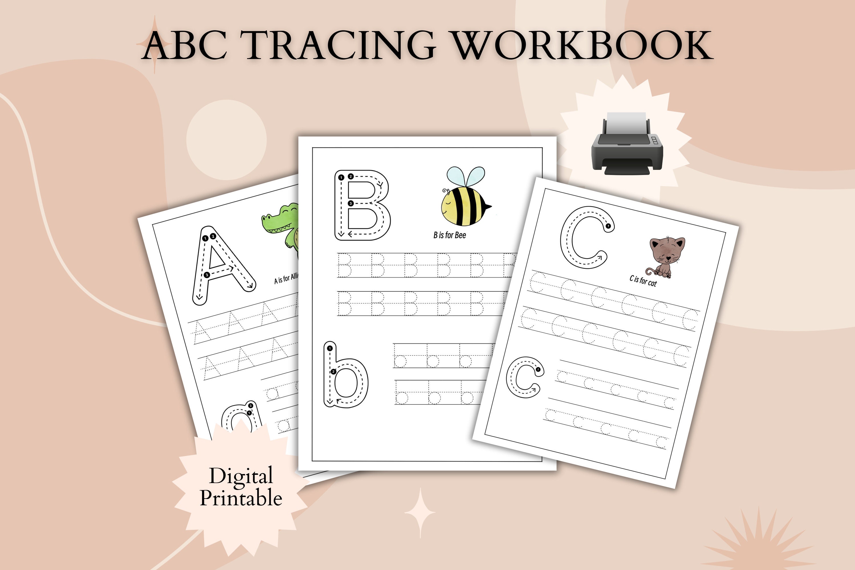 ABC Tracing Workbook A-Z Tracing Printables for Preschool - Etsy