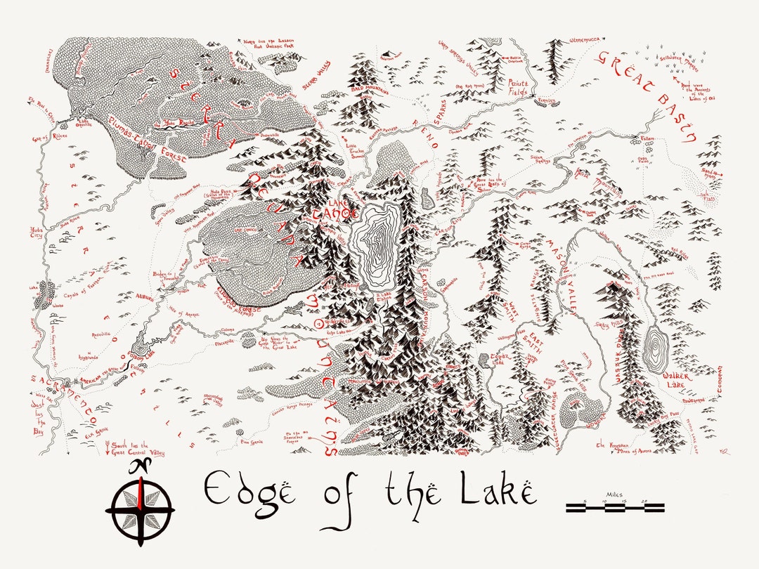 Edge of the Lake Tolkien Inspired Map - Etsy