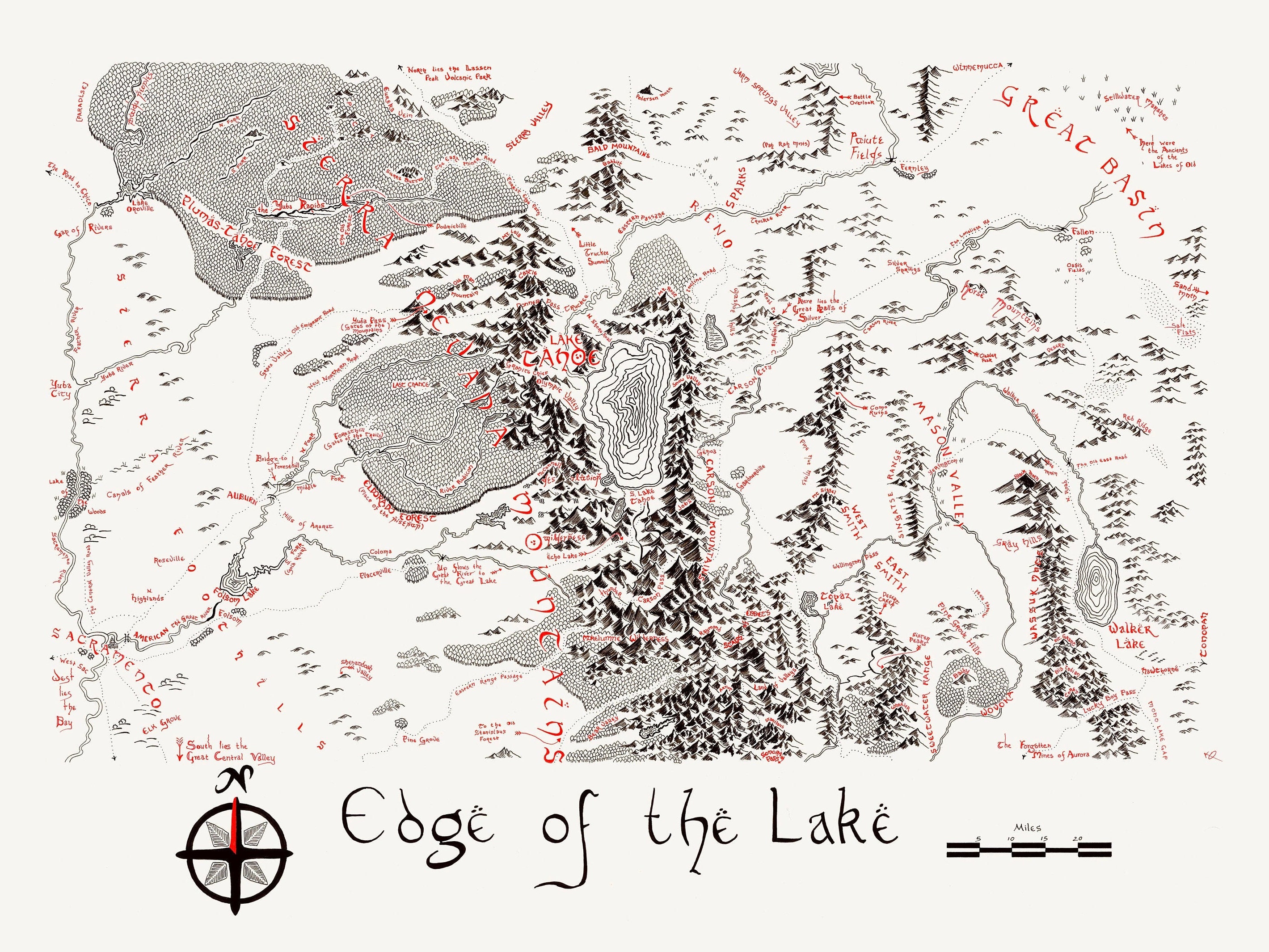 Edge of the Lake Tolkien Inspired Map - Etsy