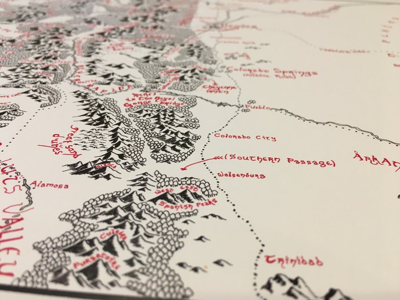 Colorado Tolkien Inspired Map - Etsy