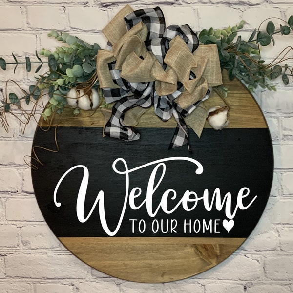 Round Wood Welcome Sign - Etsy