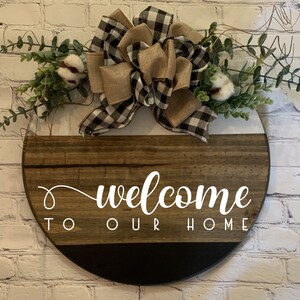 Welcome to Our Home Sign, Wood Door Hanger, Rustic Home Decor, Modern ...