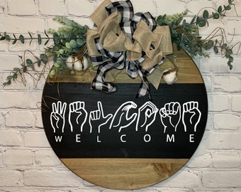 Welcome Asl Wood Sign - Etsy