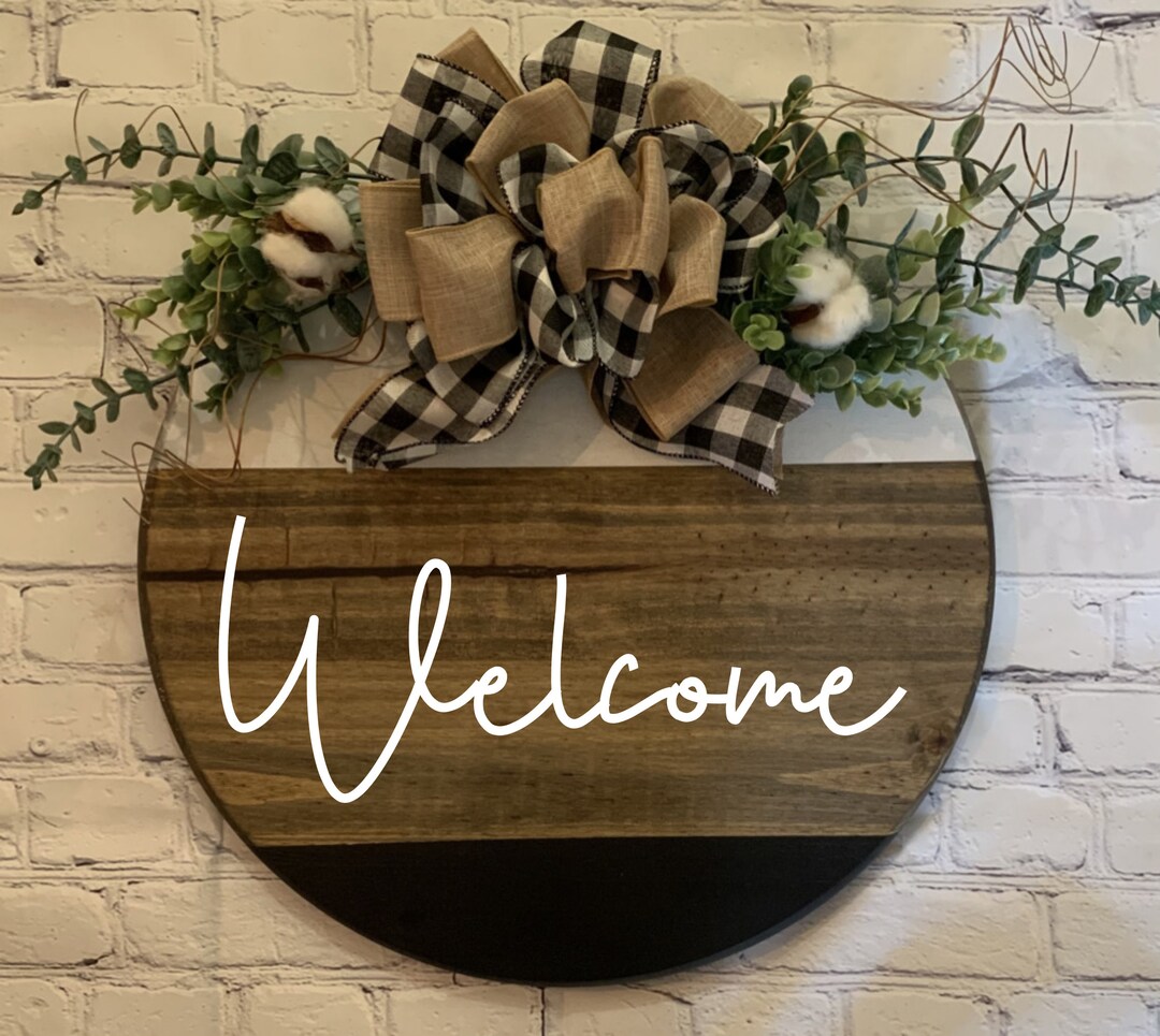 Rustic Welcome Sign for Front Door, Farmhouse Wood Wreath Ideal for ...