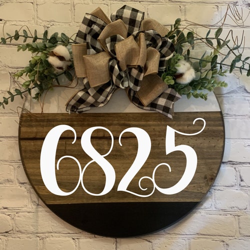 Address Round Wooden Door Hanger Sizes House Number Street - Etsy