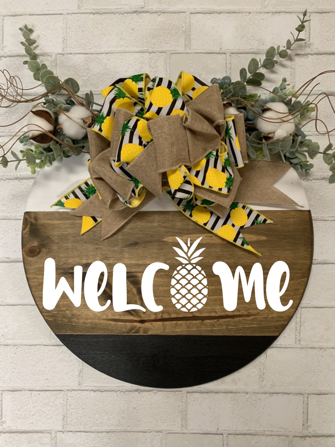Pineapple Welcome Sign, Wood Round Design, Outdoor Summer Farmhouse ...