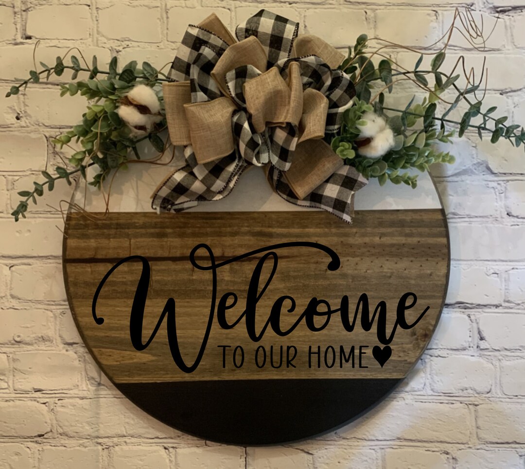 Welcome to Our Home, Wood Door Hanger for Farmhouse Aesthetic ...