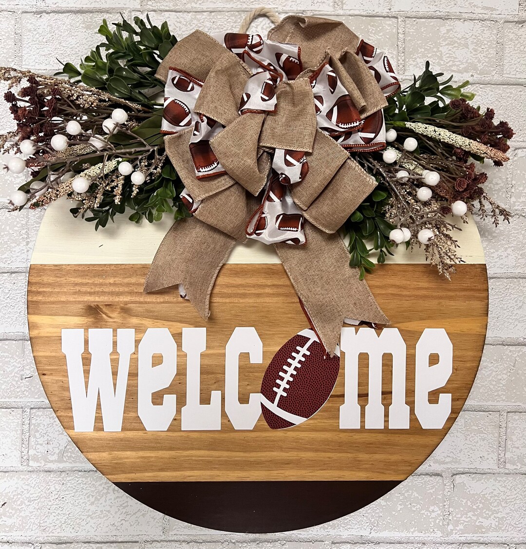Football Themed Welcome Sign for Front Door, Sports Themed Decor ...