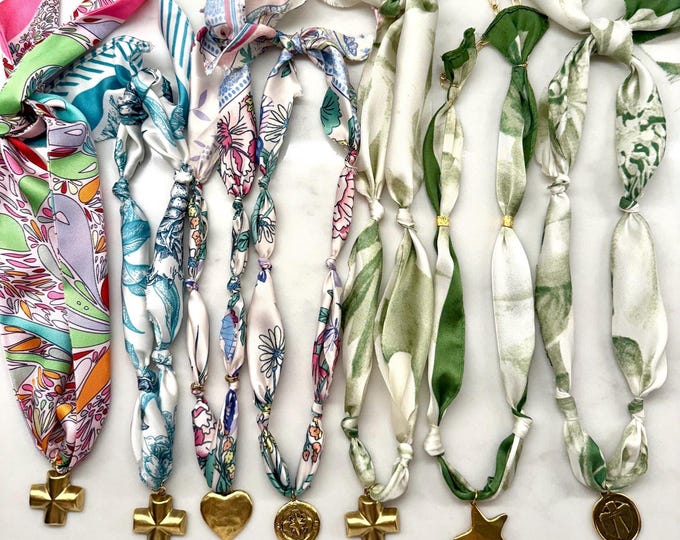 Scarf Necklaces With Antique Gold Charms - Etsy
