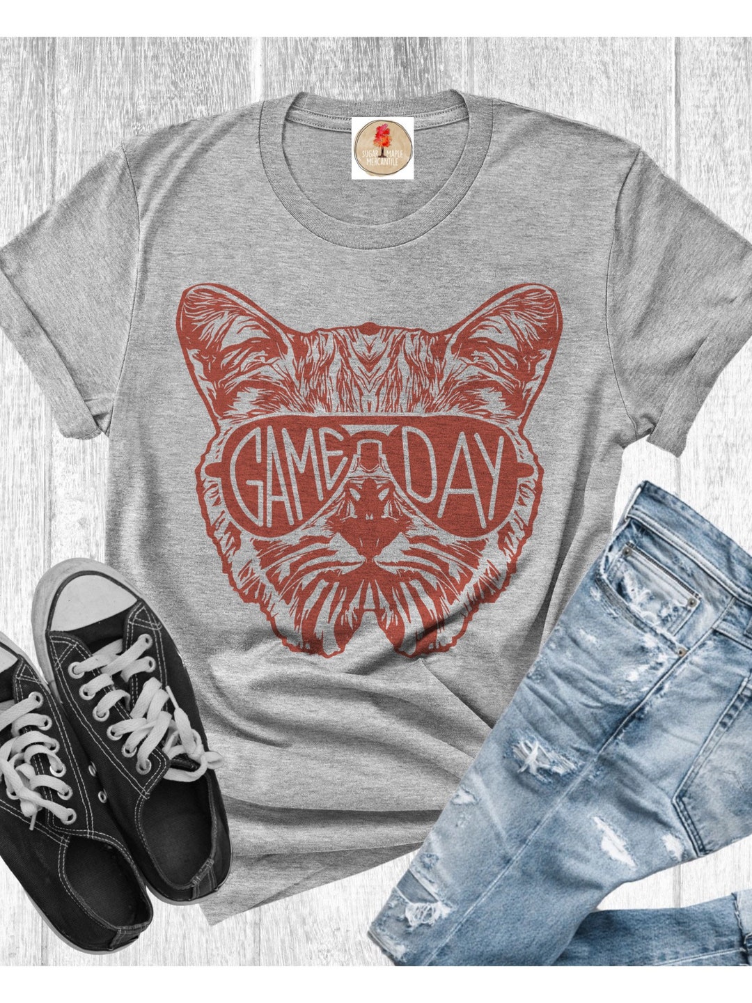 Red Wildcats Mascot Football Mom/ Football Shirt/ Sports Mom T-shirt ...