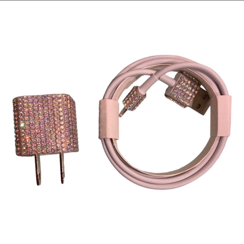 Rhinestone Phone Charging Block With Charging Cable - Etsy