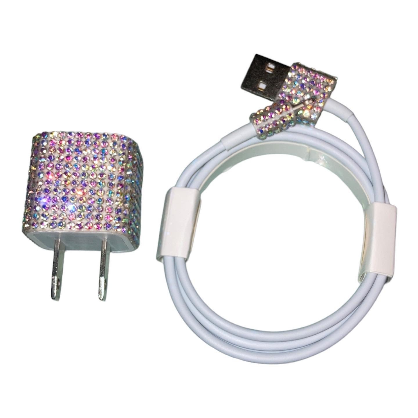 Rhinestone Phone Charging Block With Charging Cable - Etsy